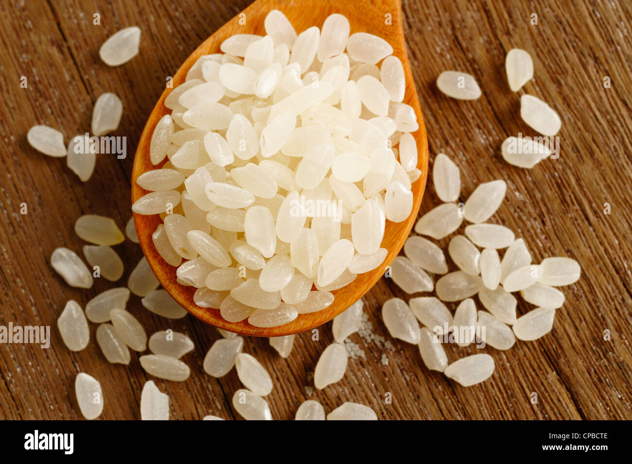 japanese rice in wooden spoon Stock Photo - Alamy