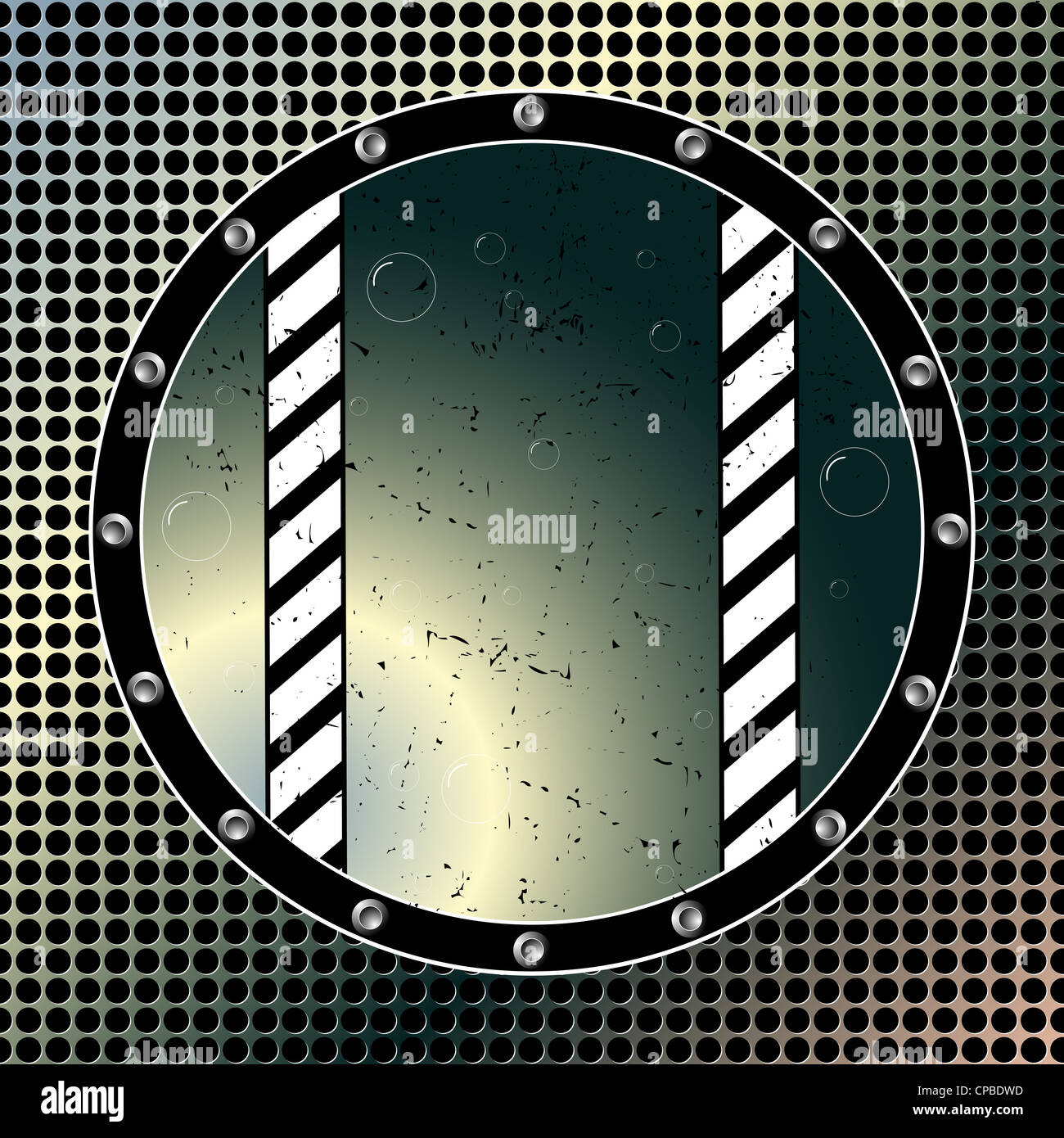 round bubbling window over metallic background, abstract vector art ...
