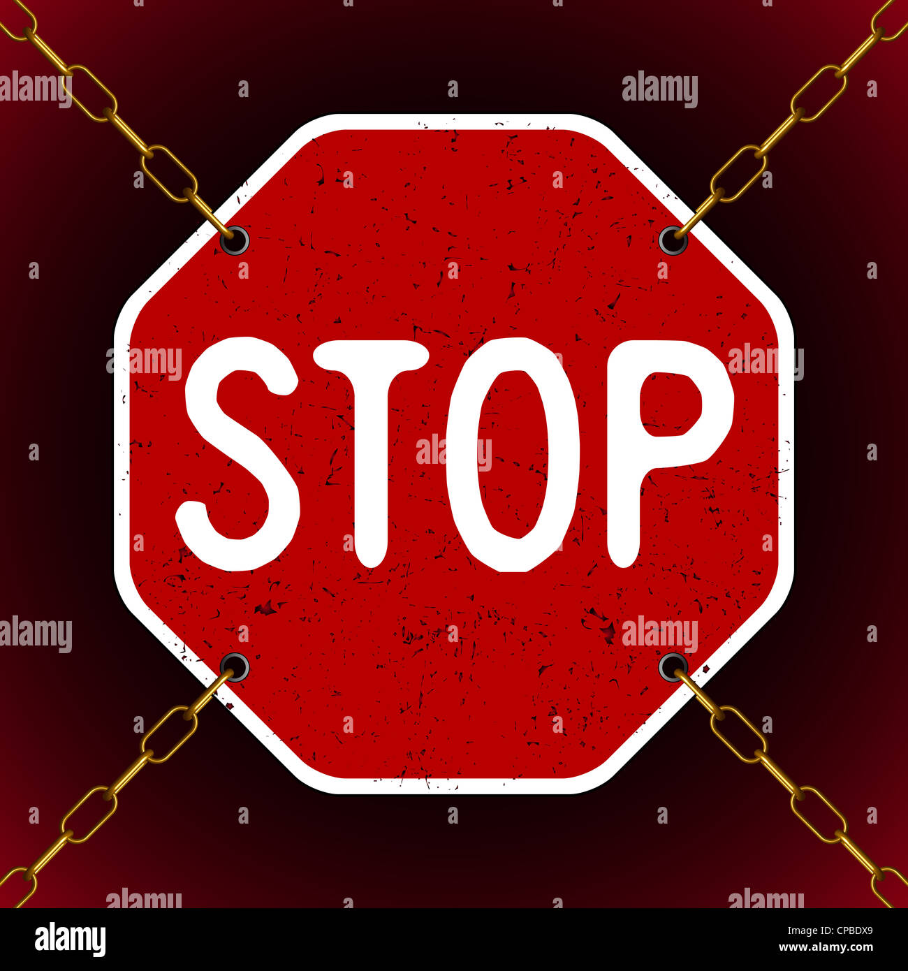 rusty stop sign in chains, abstract vector art illustration Stock Photo ...