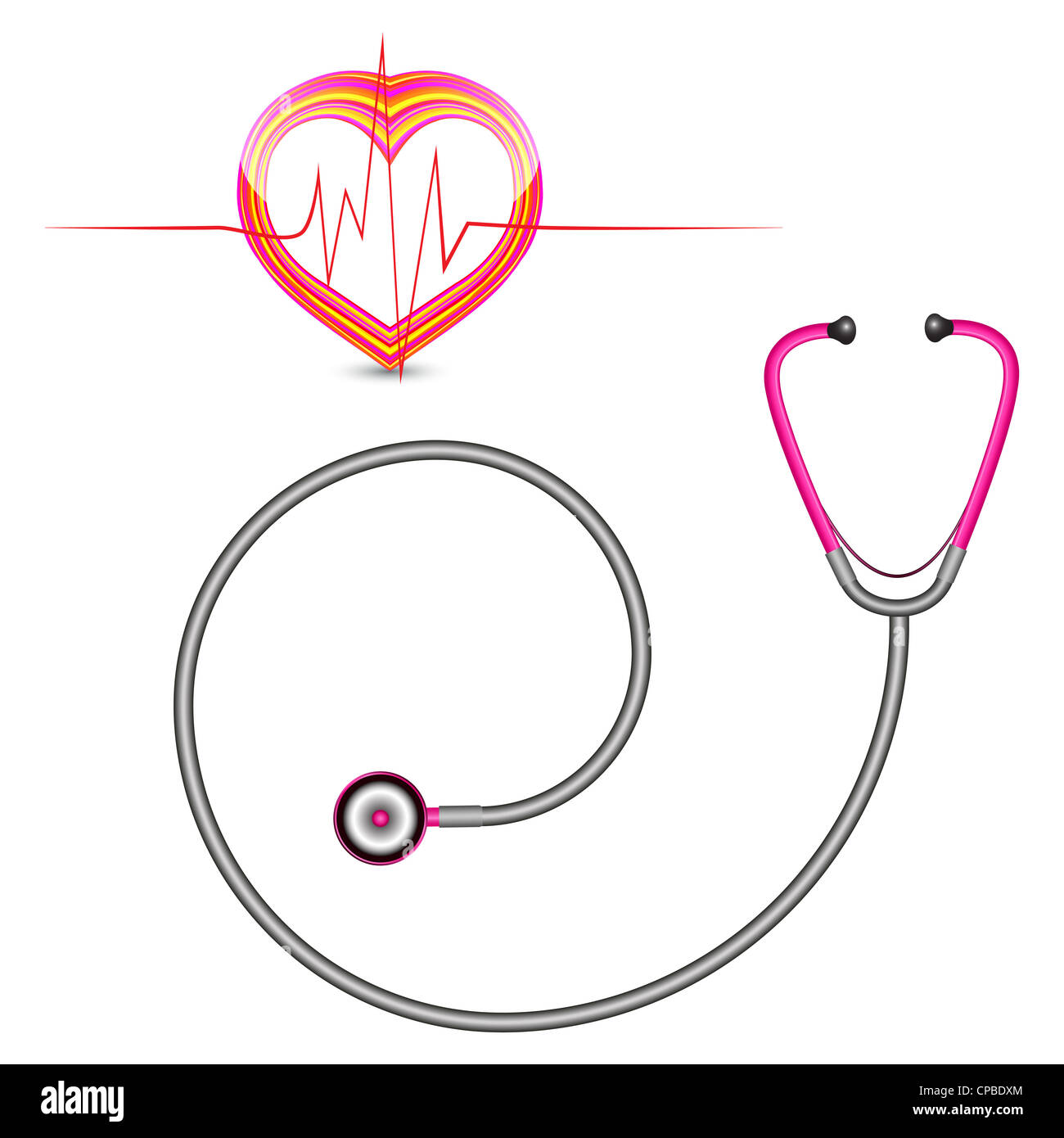 stethoscope and graph against white background, abstract vector art ...