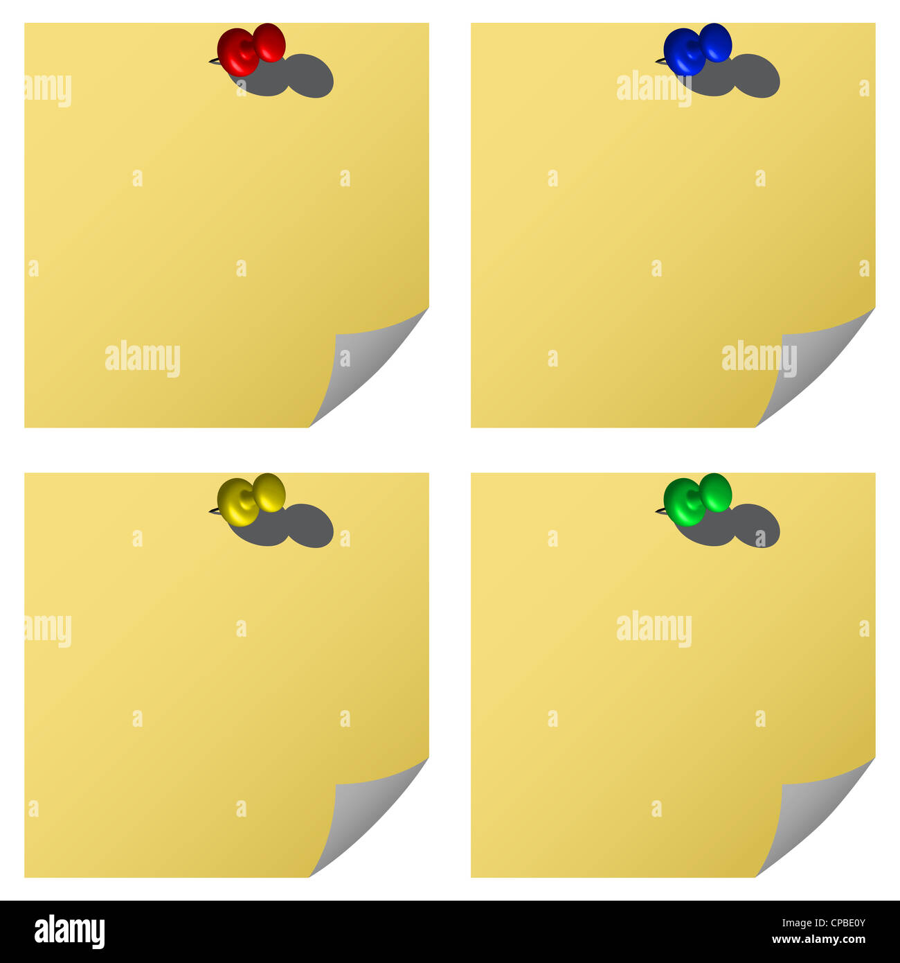 push pins and notes against white background, abstract vector art ...