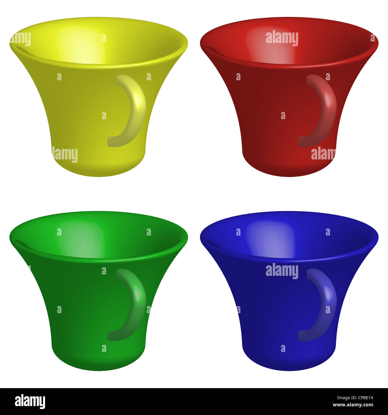 empty cups in colors against white background, abstract vector art ...