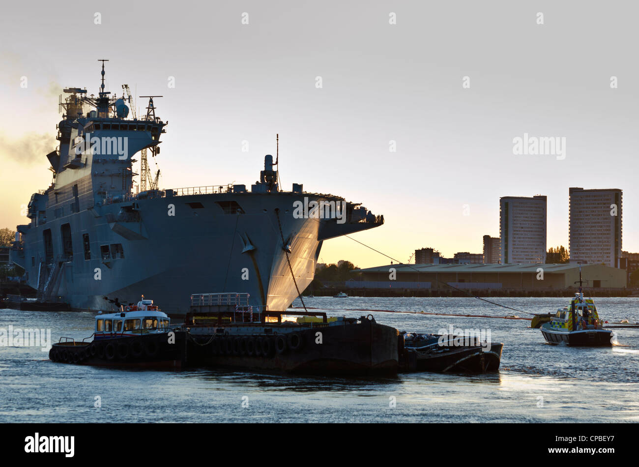 HMS "Ocean" of the Royal Navy viewing in Greenwich - London 2012 Stock ...