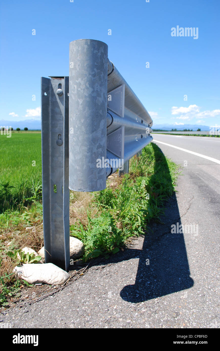 Close up of guard rail on a road in countryside Stock Photo - Alamy