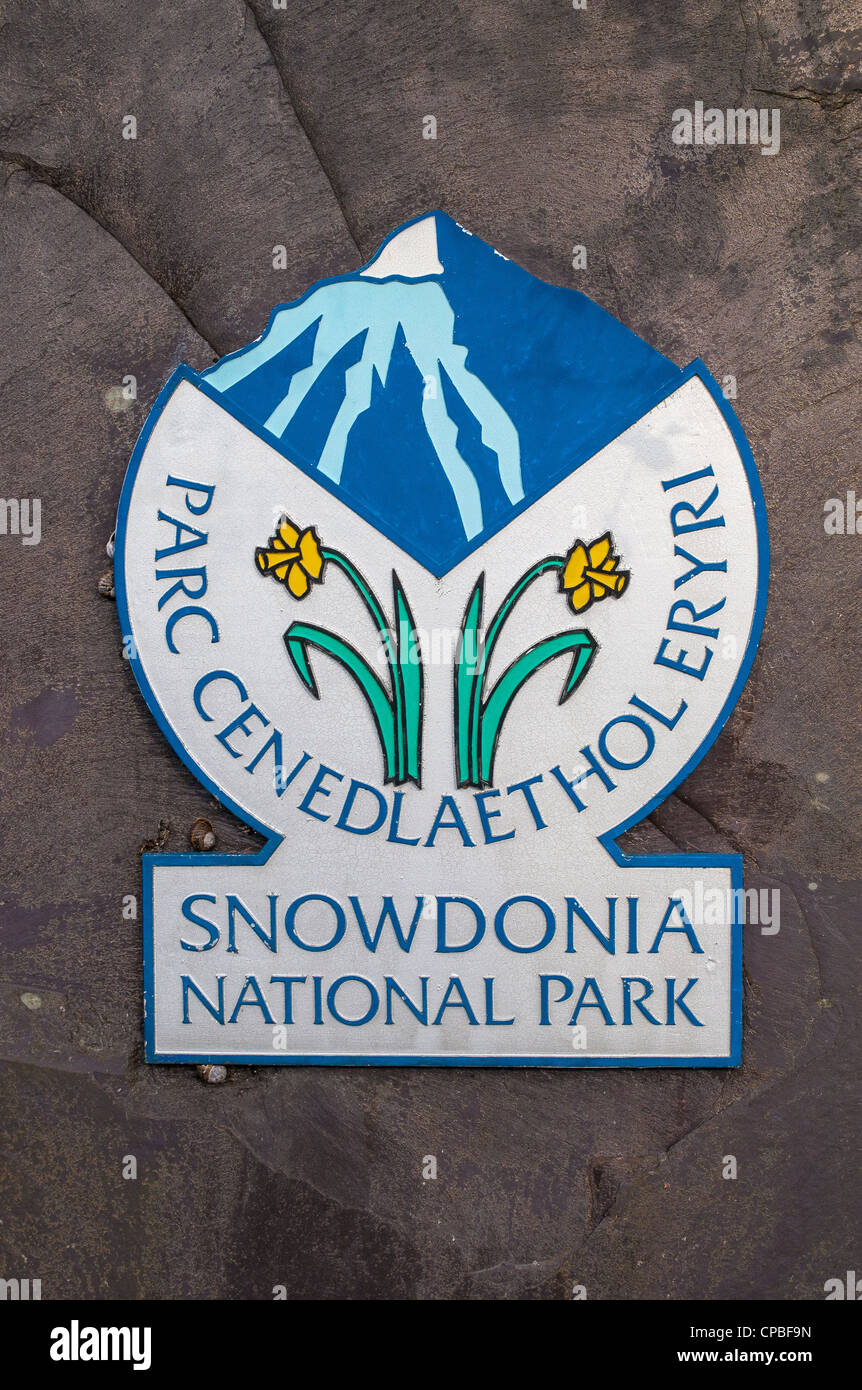 Snowdonia National Park sign, Wales, UK Stock Photo - Alamy