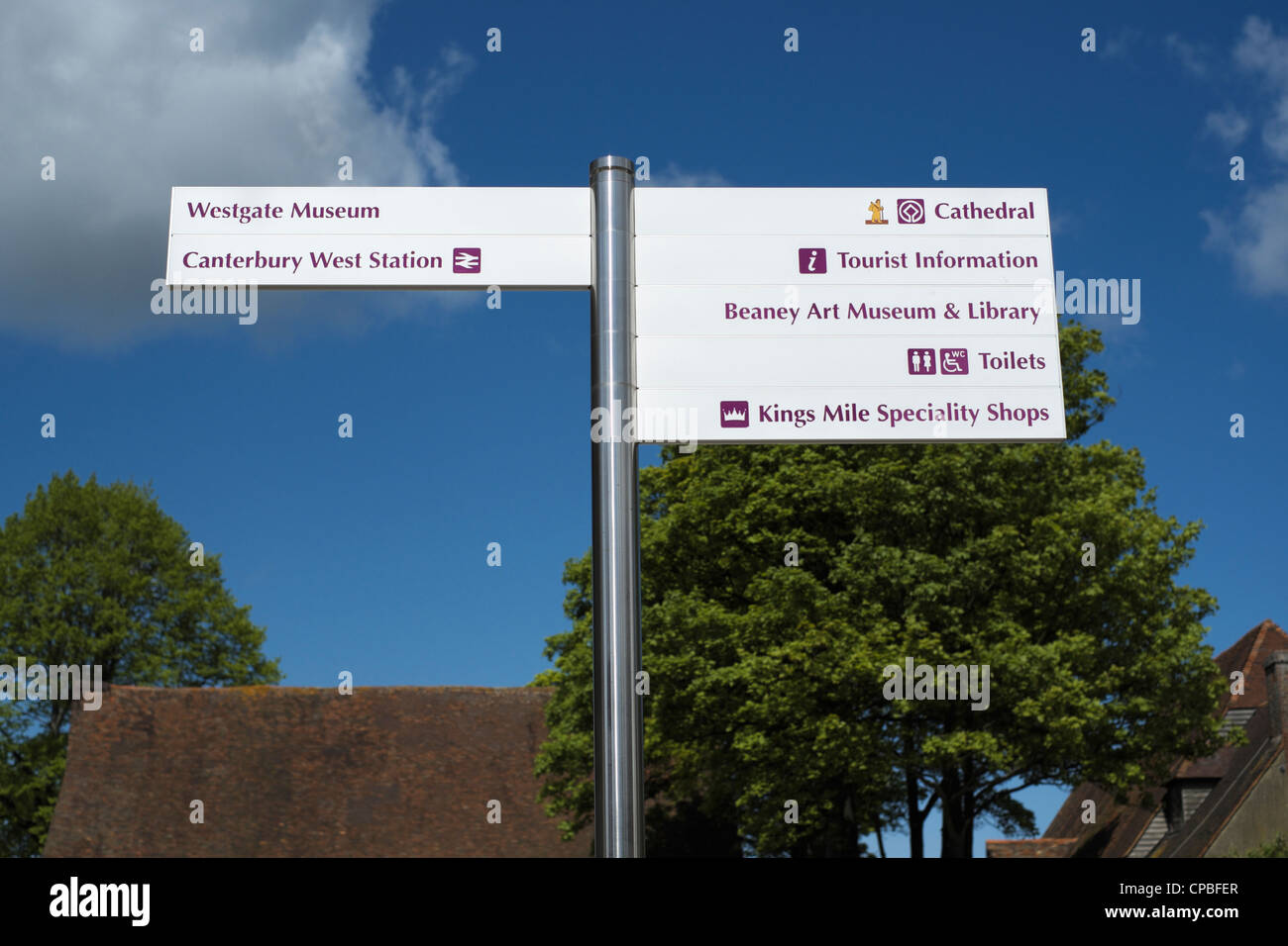 Signpost to Tourist Attractions, Canterbury, Kent, UK Stock Photo - Alamy
