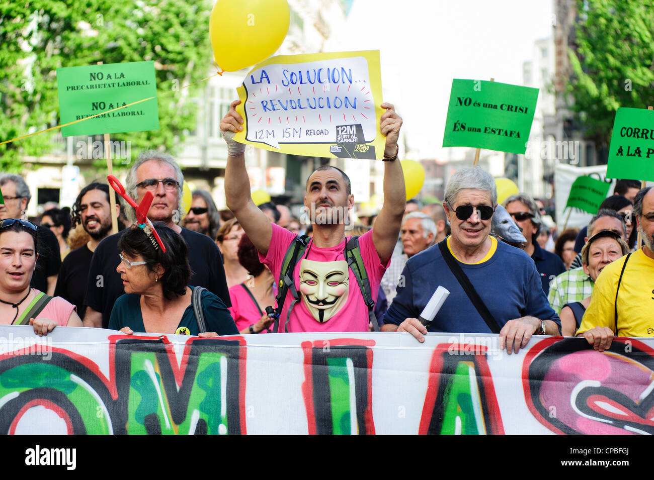 The Spanish revolution protest in Barcelona, Spain Stock Photo - Alamy