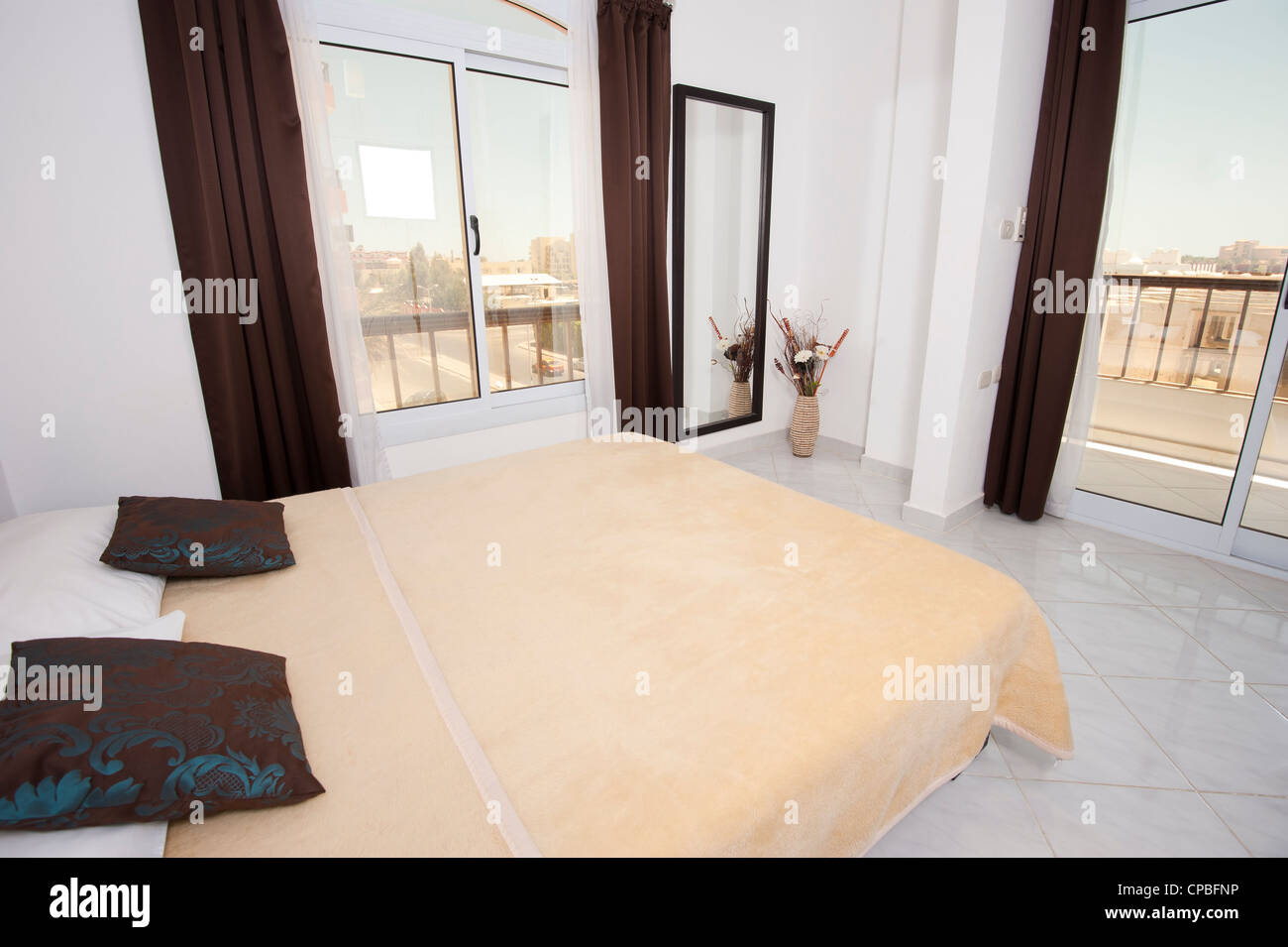 Bedroom double bed large windows hi-res stock photography and images ...