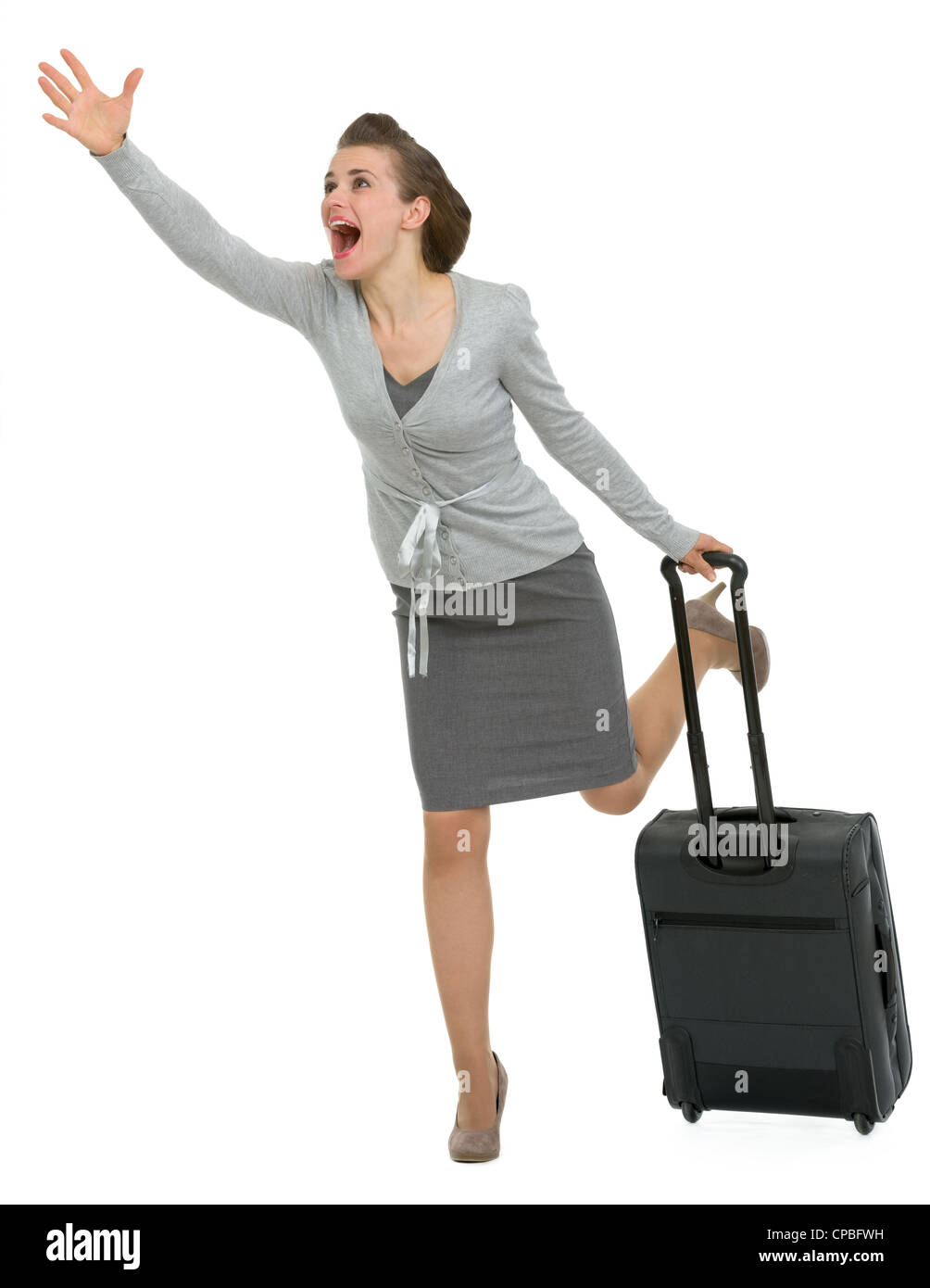 Woman run suitcase hi-res stock photography and images - Alamy