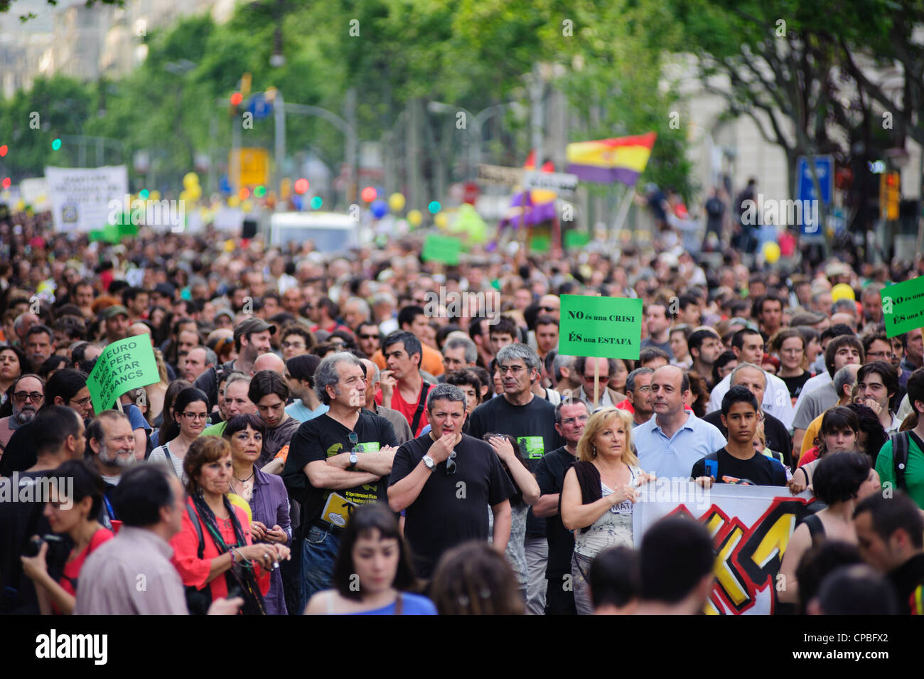 The Spanish revolution protest in Barcelona, Spain Stock Photo - Alamy
