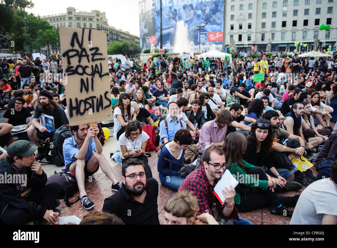 The Spanish revolution protest in Barcelona, Spain Stock Photo - Alamy