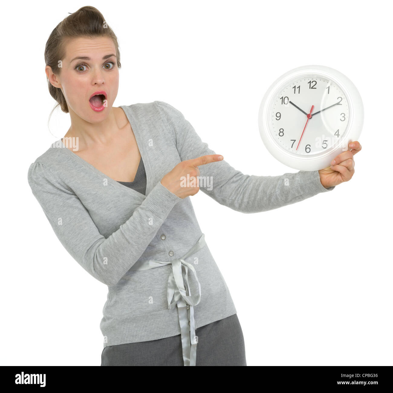 Businesswoman clock isolated on white hi-res stock photography and ...