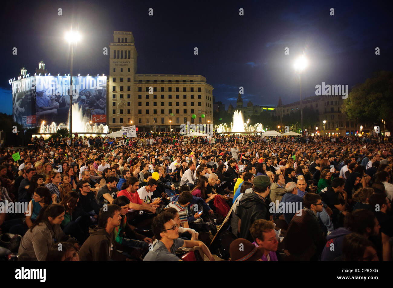 The Spanish revolution protest in Barcelona, Spain Stock Photo - Alamy
