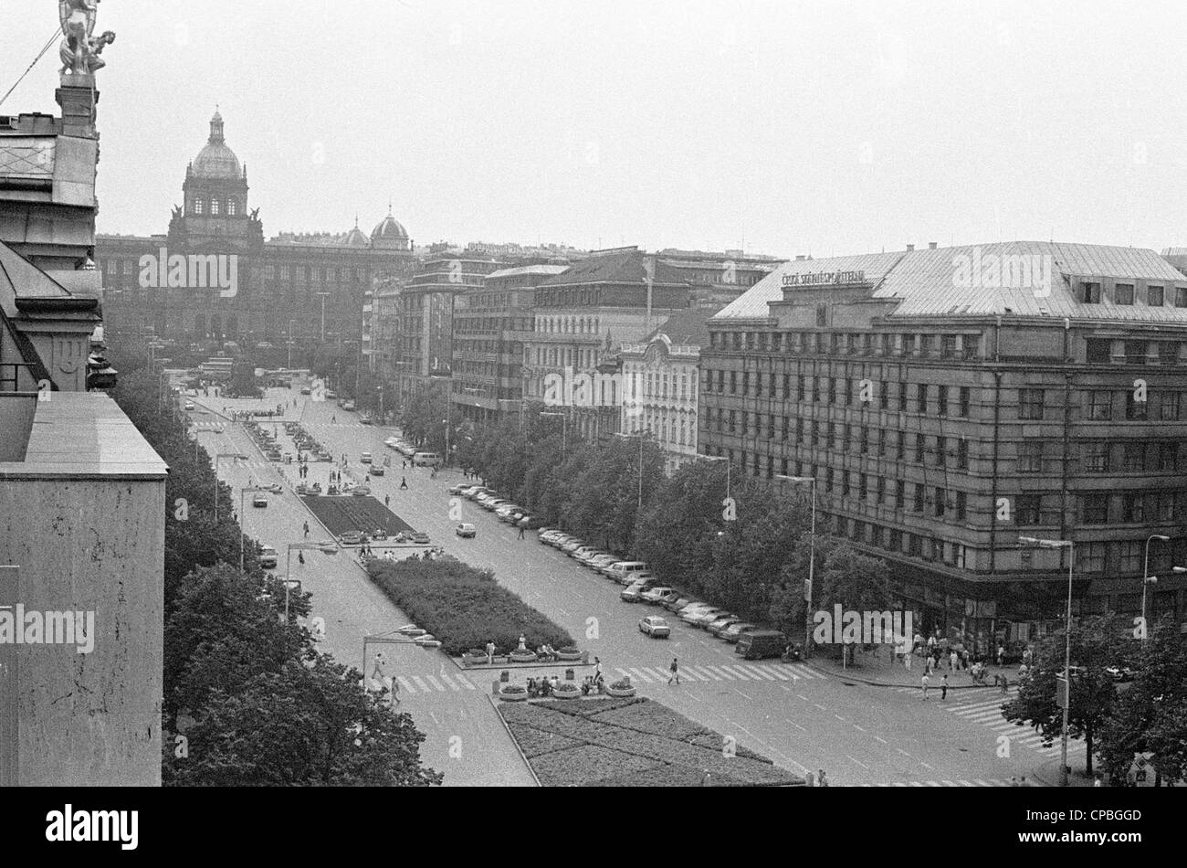 Staromestske namesti and National museum - Prague city center. Prague ...