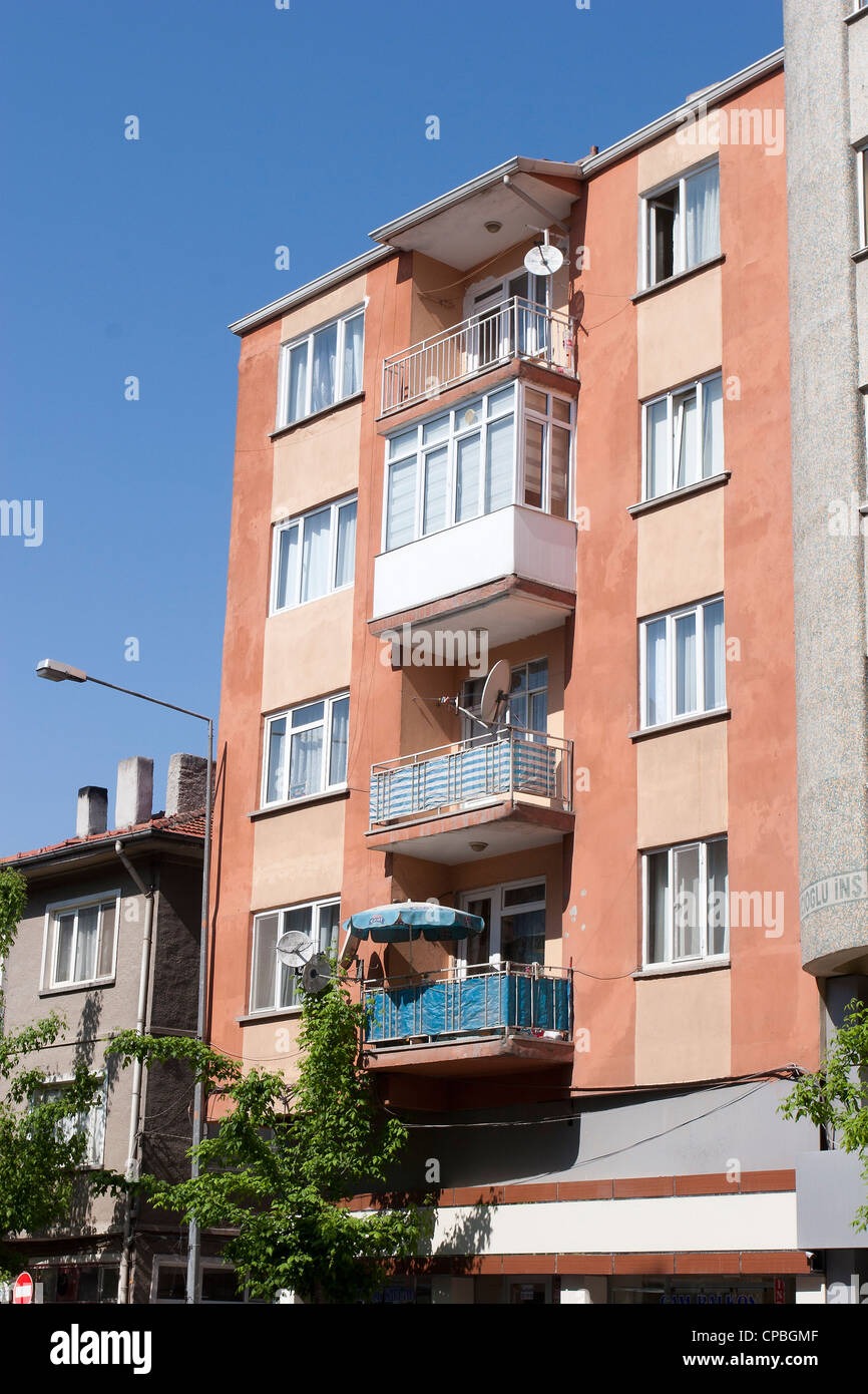 Pink Turkish apartments Stock Photo - Alamy