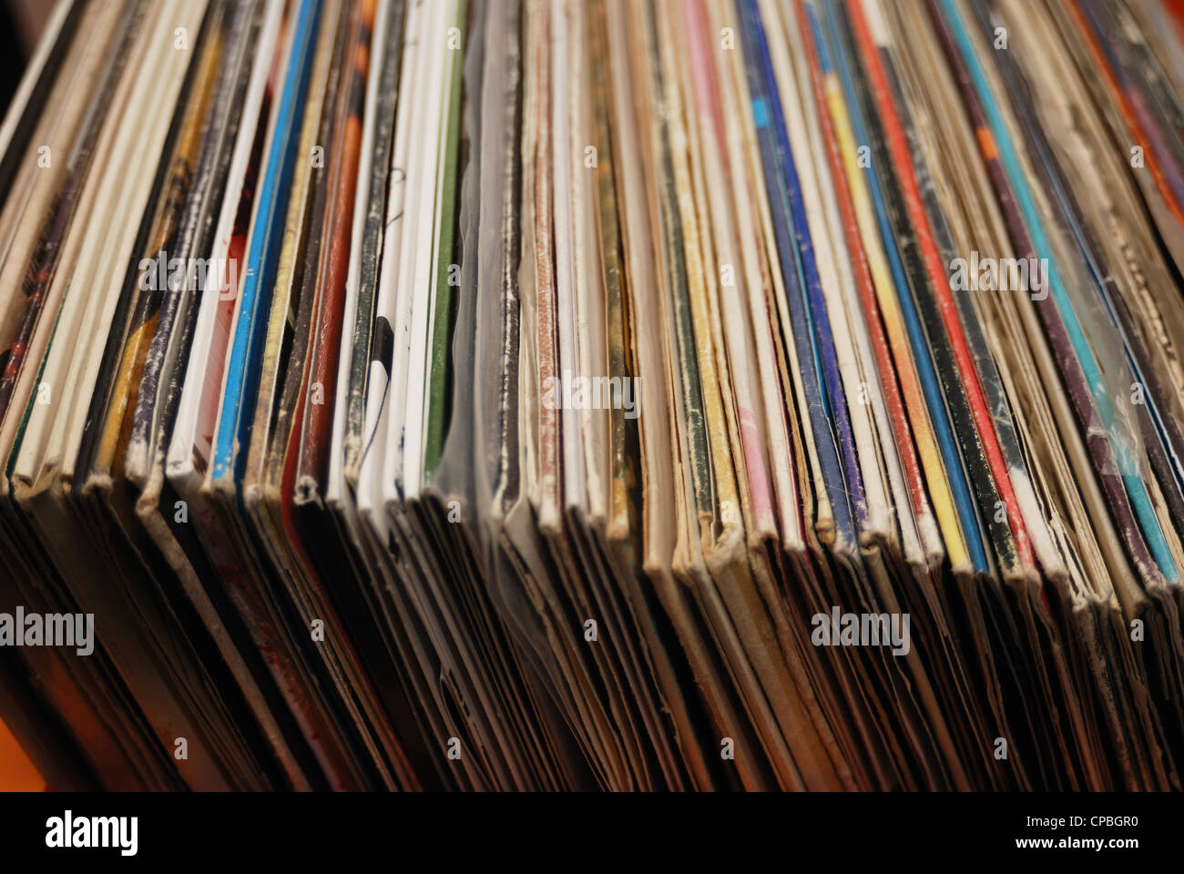 lot of records in sleeves full frame Stock Photo - Alamy