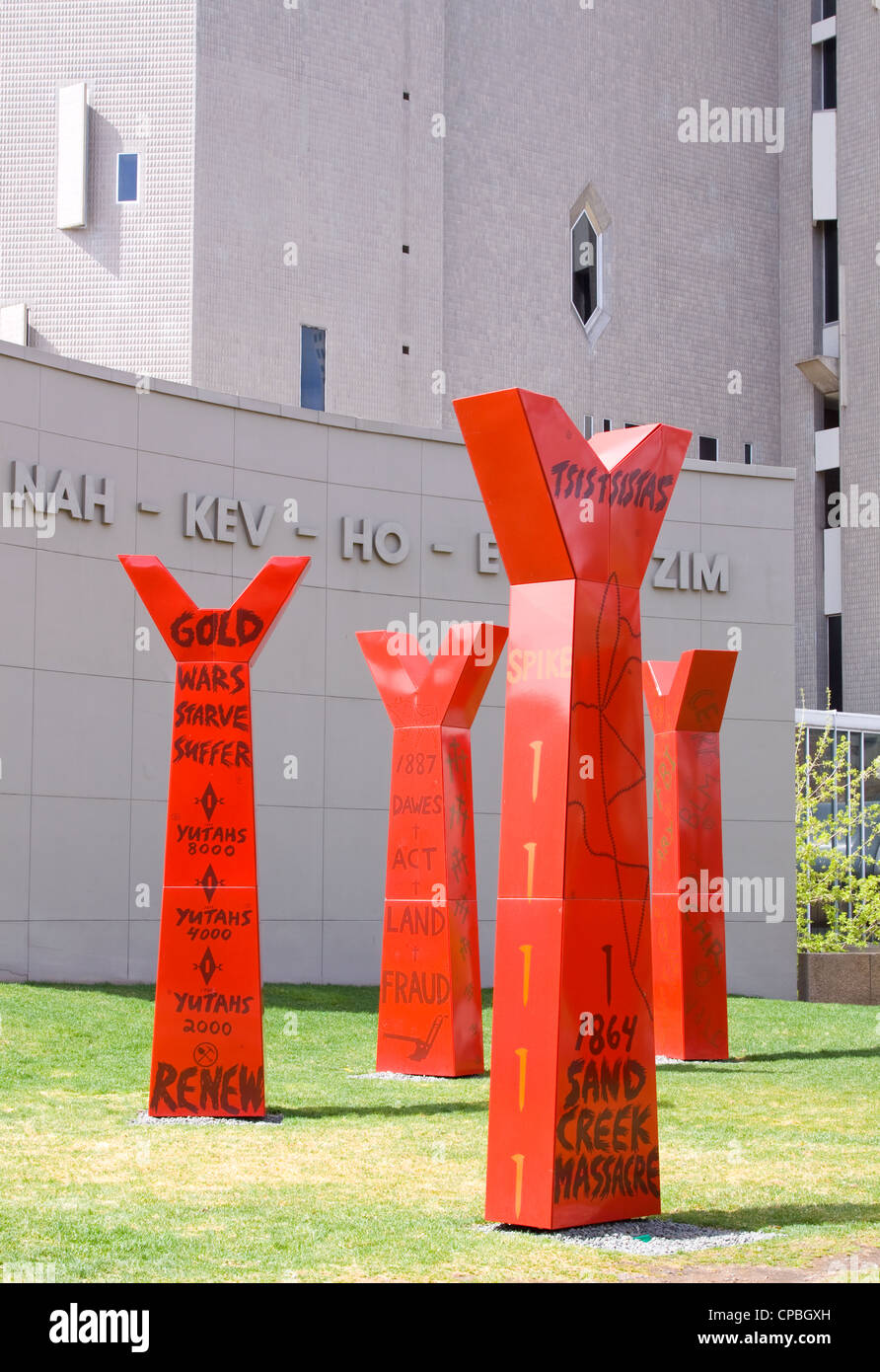Wheel art installation by Edgar Heap of Birds outside the North ...