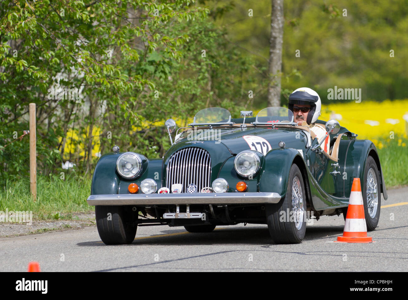 Vintage race touring car Morgan at Grand Prix in Mutschellen, SUI on ...