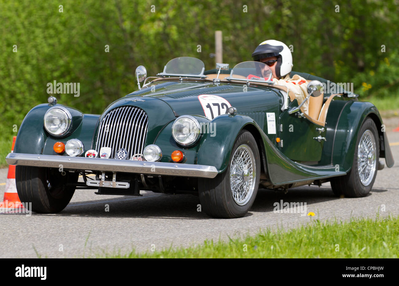 Vintage race touring car Morgan at Grand Prix in Mutschellen, SUI on ...