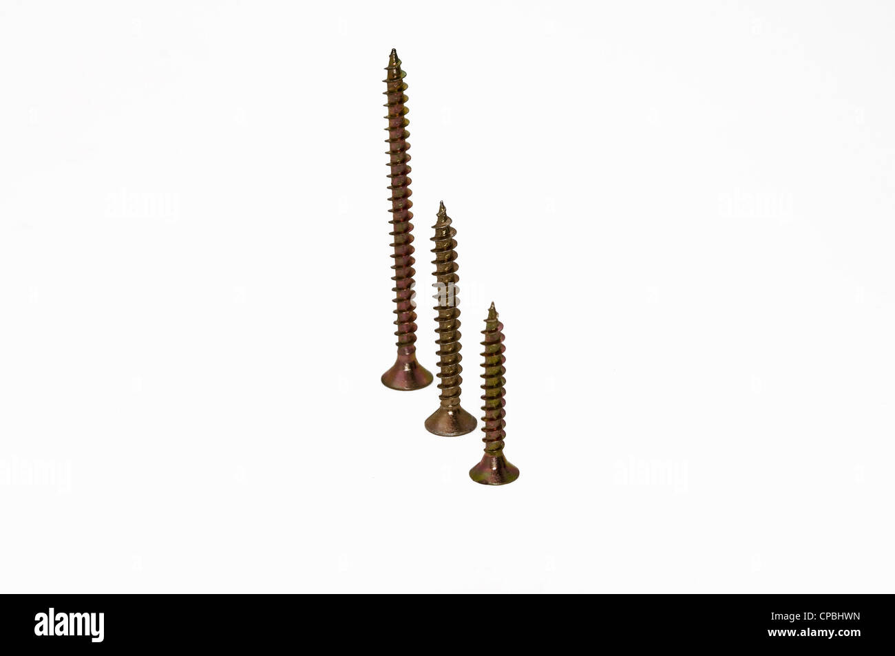 three screws isolated on white background Stock Photo - Alamy