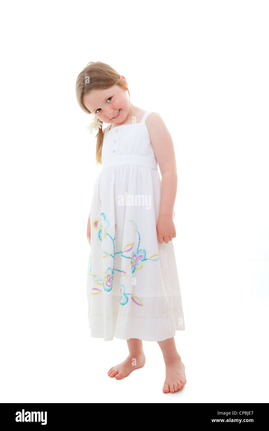 cute happy shy timid little girl child Stock Photo - Alamy