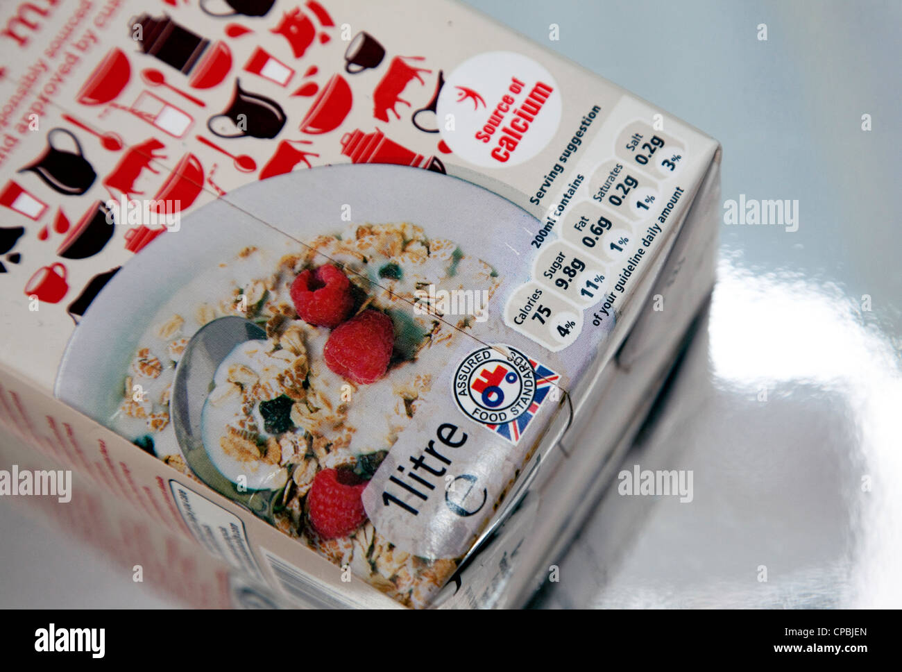 Health information food labelling on supermarket products Stock Photo ...