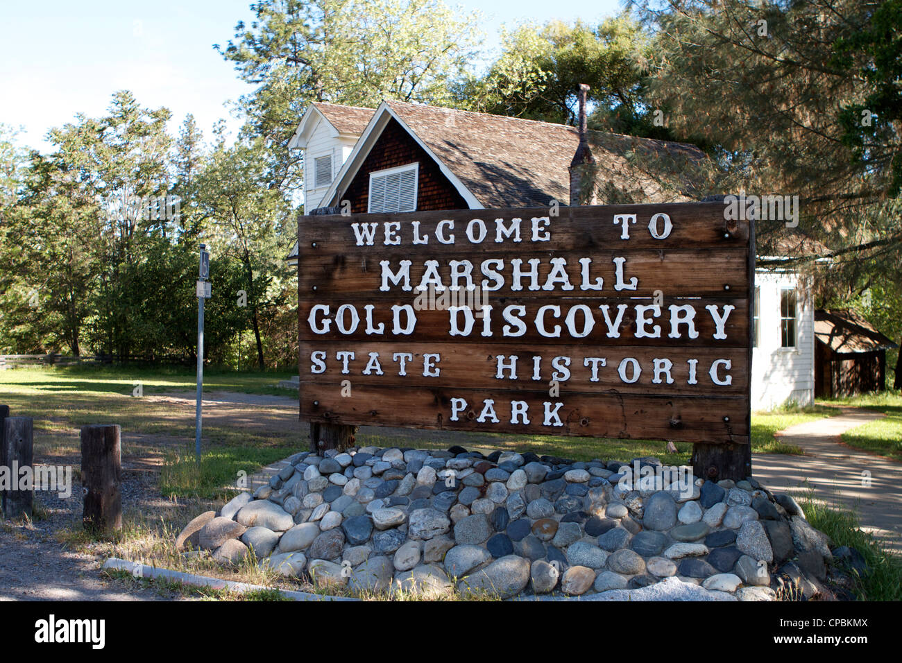 Marshall Gold Discovery state historic park sign Coloma California USA ...