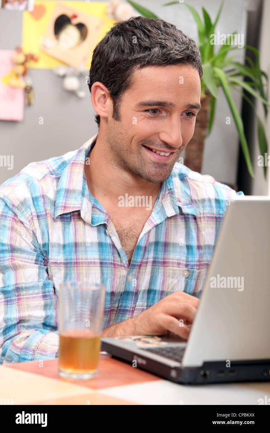 man in front of computer Stock Photo - Alamy