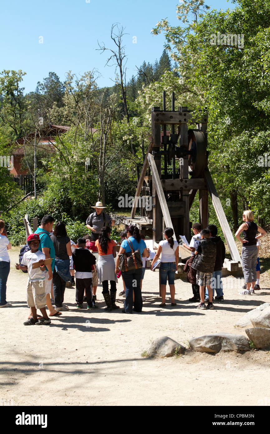 Tourists and school children at the California Stamp Mill Marshall Gold ...