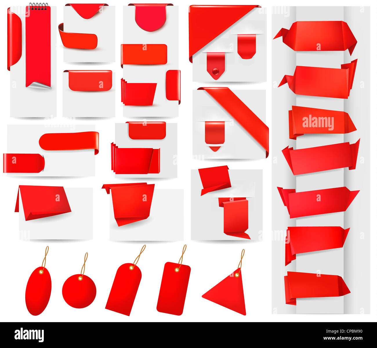 Huge set of colorful origami paper banners. Vector illustration Stock ...