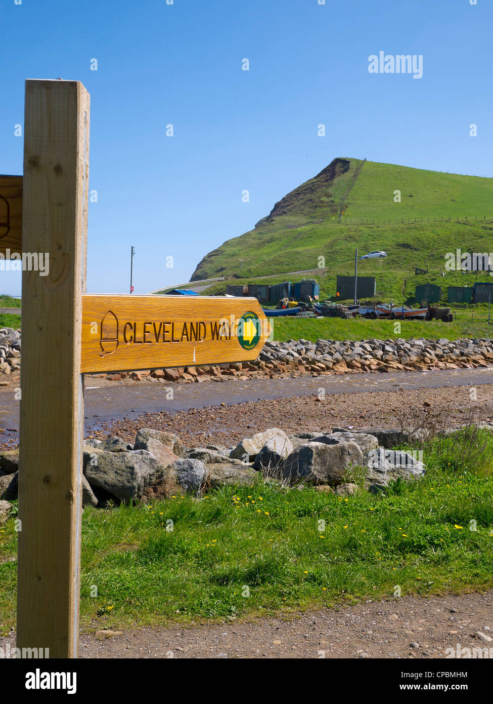 Waymarked sign post for the Cleveland Way long distance footpath at ...