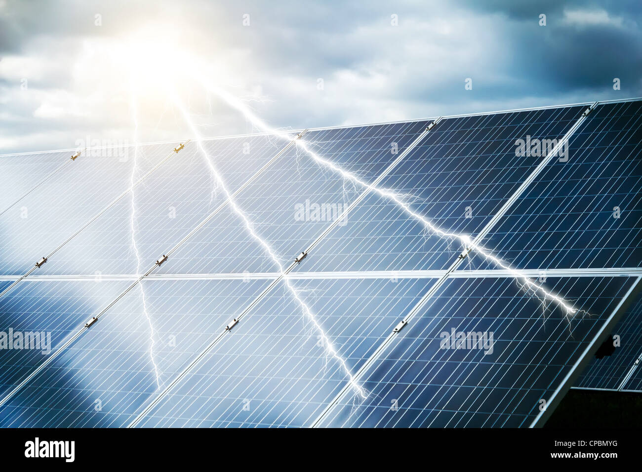 Abstract concept power plant renewable solar energy lighting hi-res ...