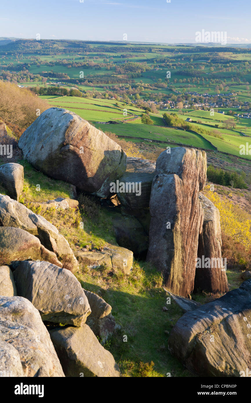 Baslow Edge with Derwent Valley below, Peak District National Park ...