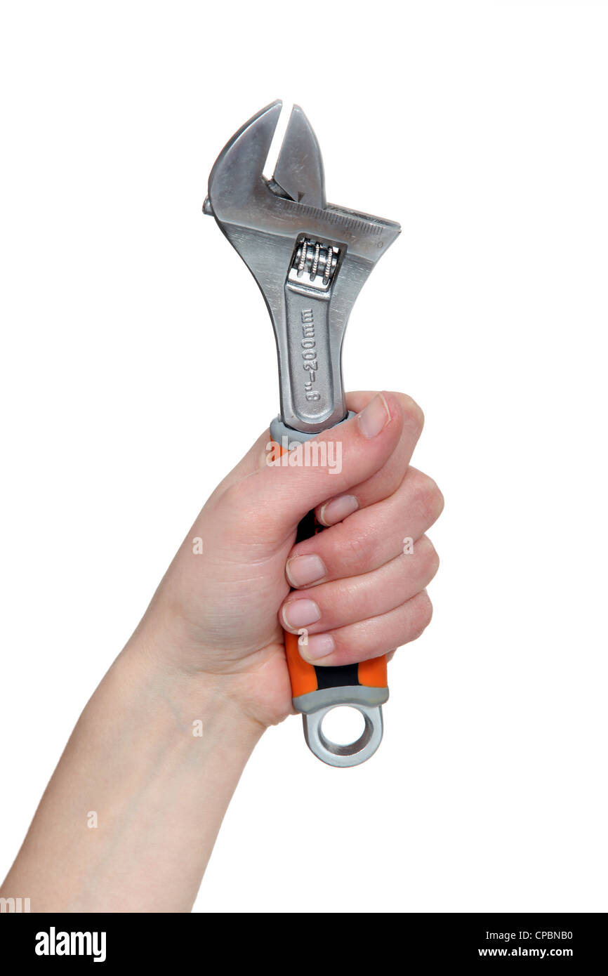 hand holding a spanner Stock Photo - Alamy
