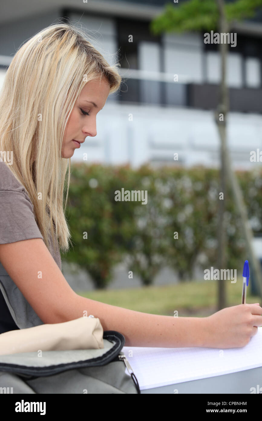 Teen writing a letter Stock Photo - Alamy