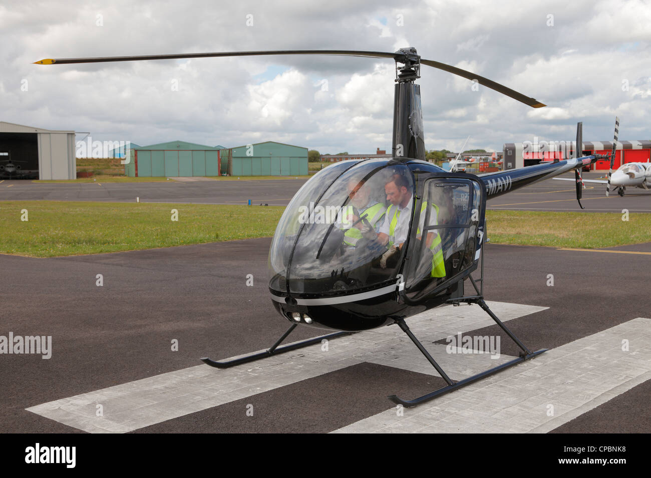 Robinson R22 Beta light utility helicopter on the landing pad at ...