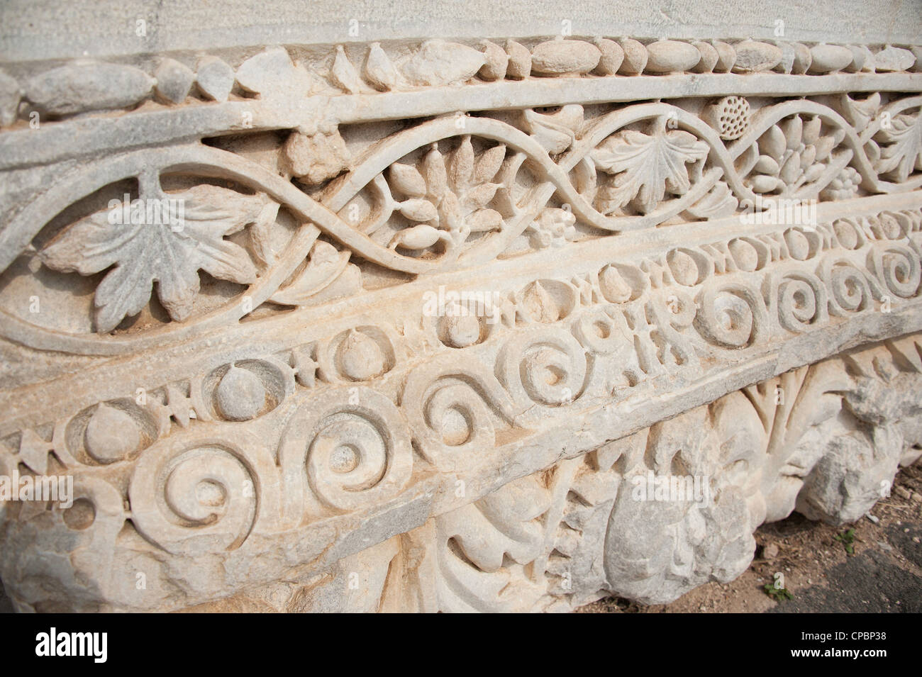 Roman carving in Umm Qais, Jordan Stock Photo - Alamy