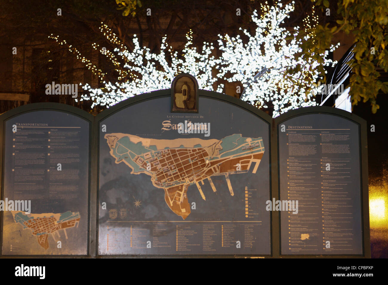 San Juan, Puerto Rico, at night Map of the city Stock Photo - Alamy