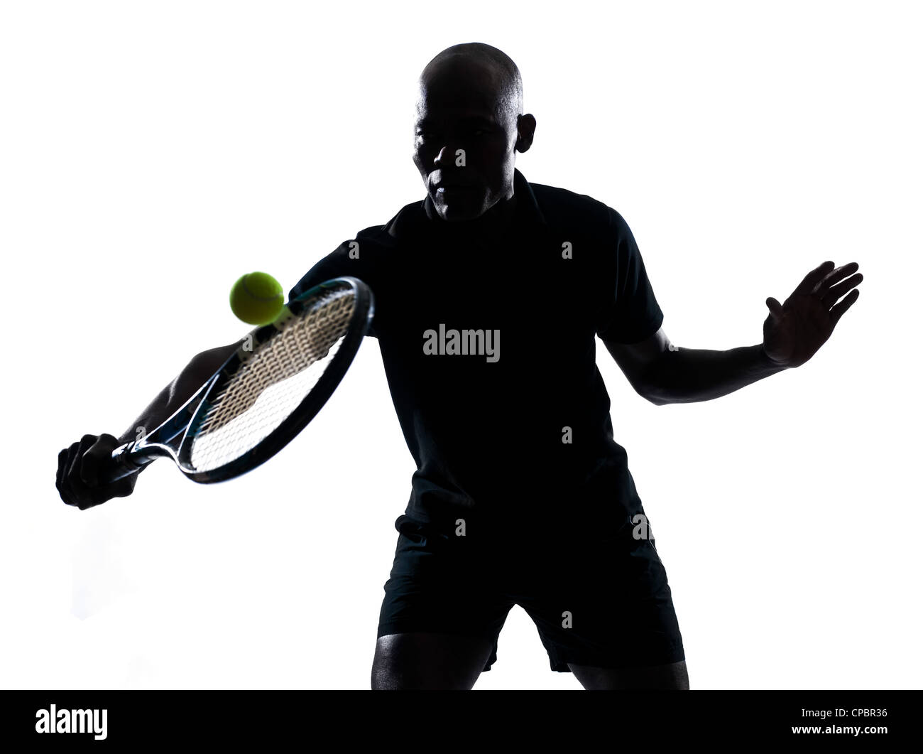 man african afro american playing tennis player backhand, on studio ...
