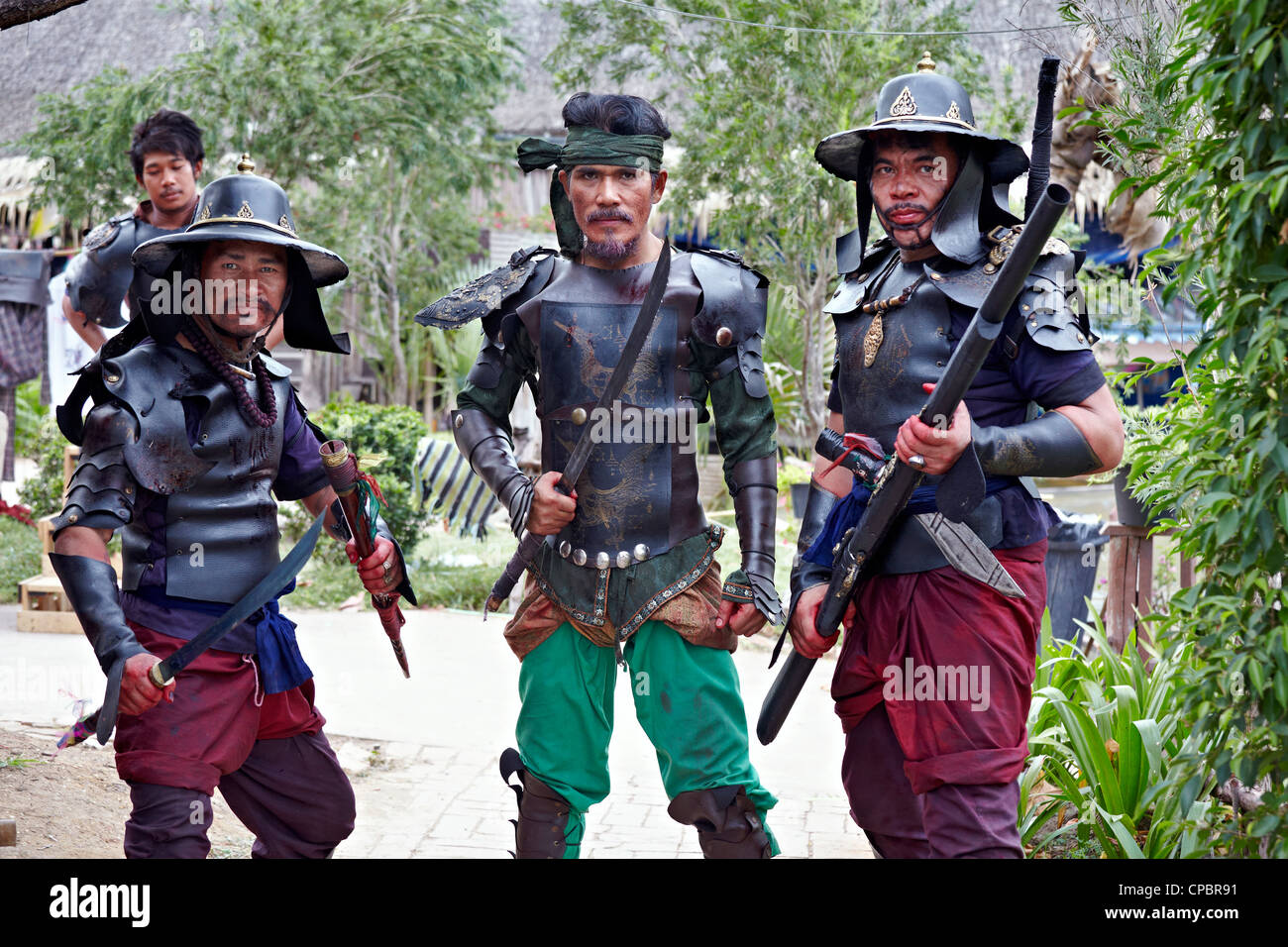 Thailand Actors dressed as ancient Thai soldiers, "Siege of Ayutthaya ...