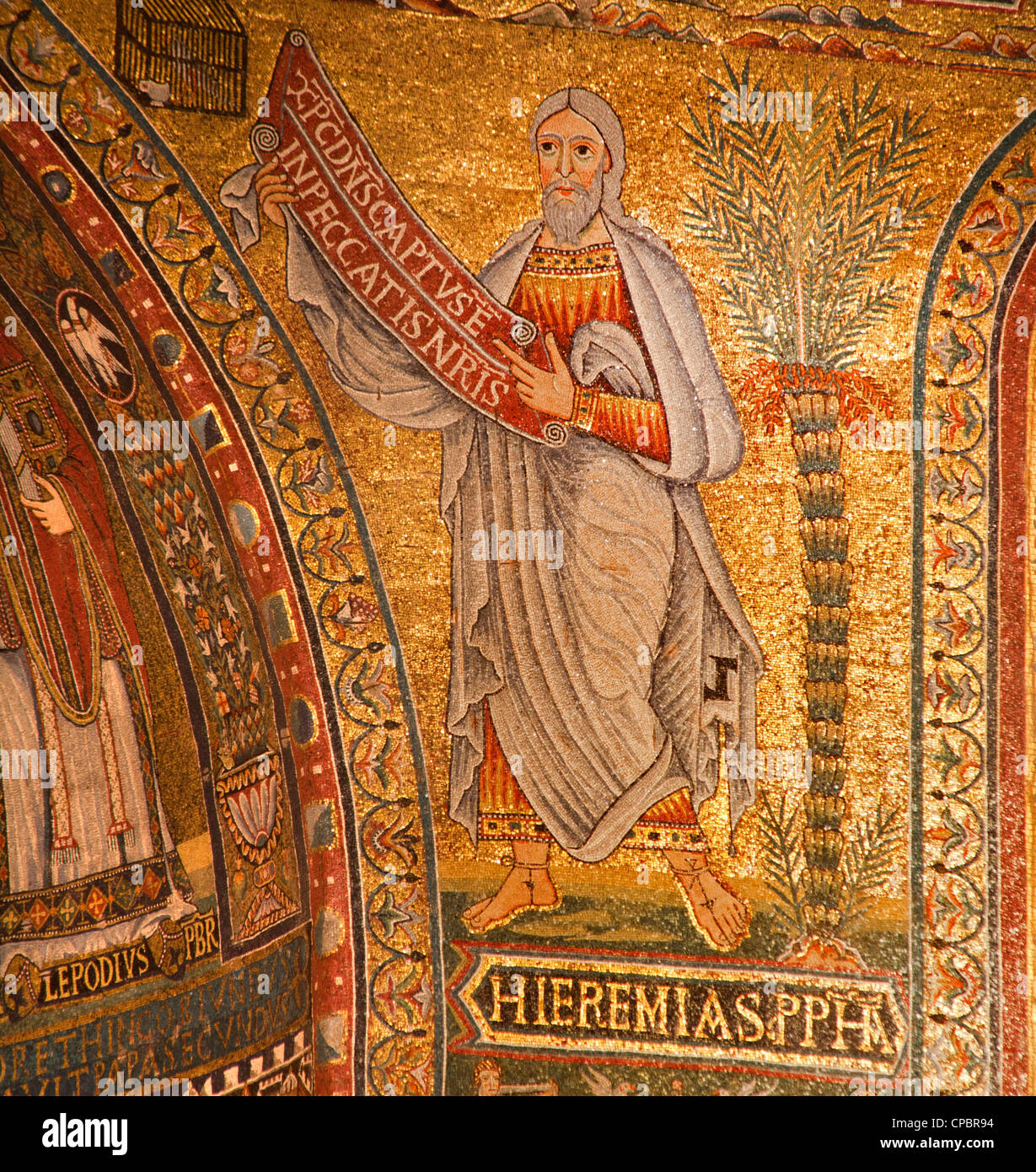 Rome - prophet Jeramiah mosaic from basilica Santa Maria in Trastevere ...