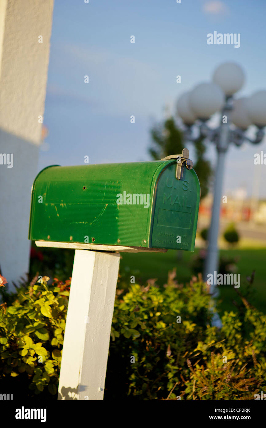 Close-up of green mail box, USA Stock Photo - Alamy