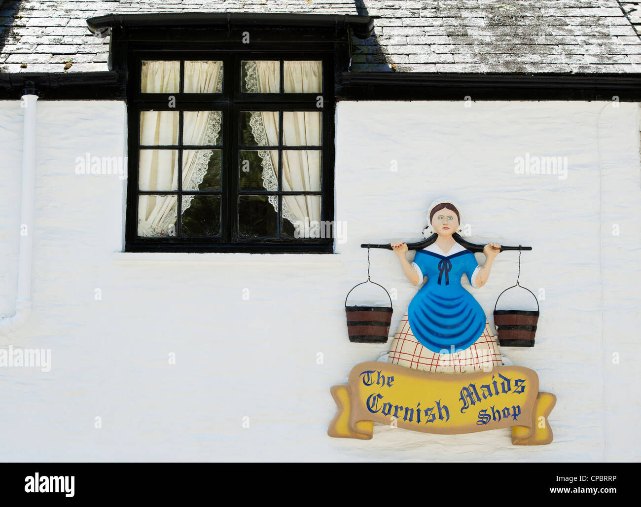 Cornish Maids fudge shop sign, Polperro , Cornwall, England Stock Photo ...