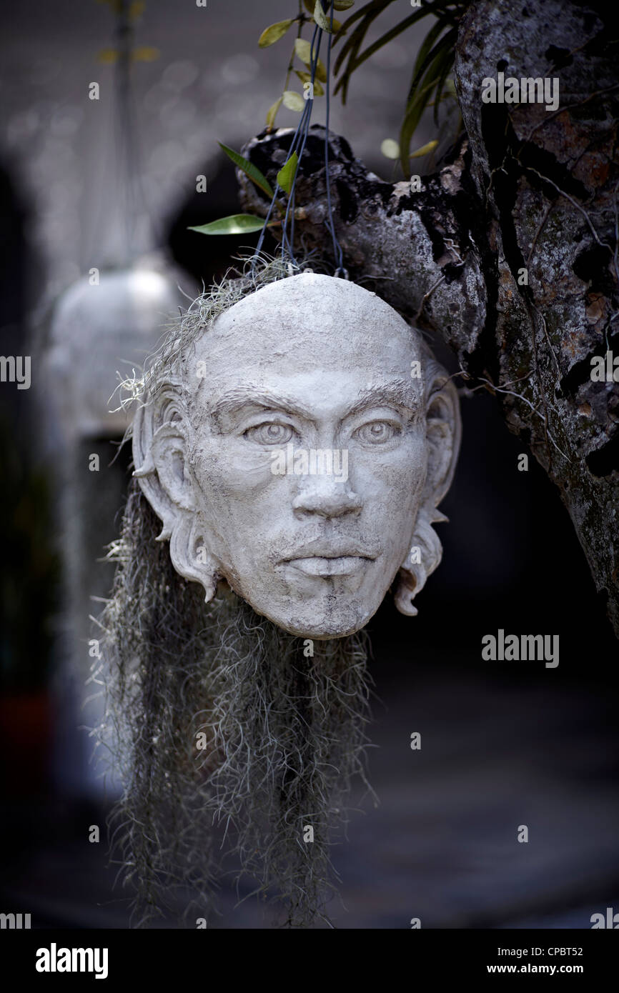 Face spooky. Eerie head and face carving. Wat Rong Khun Chiang Rai ...