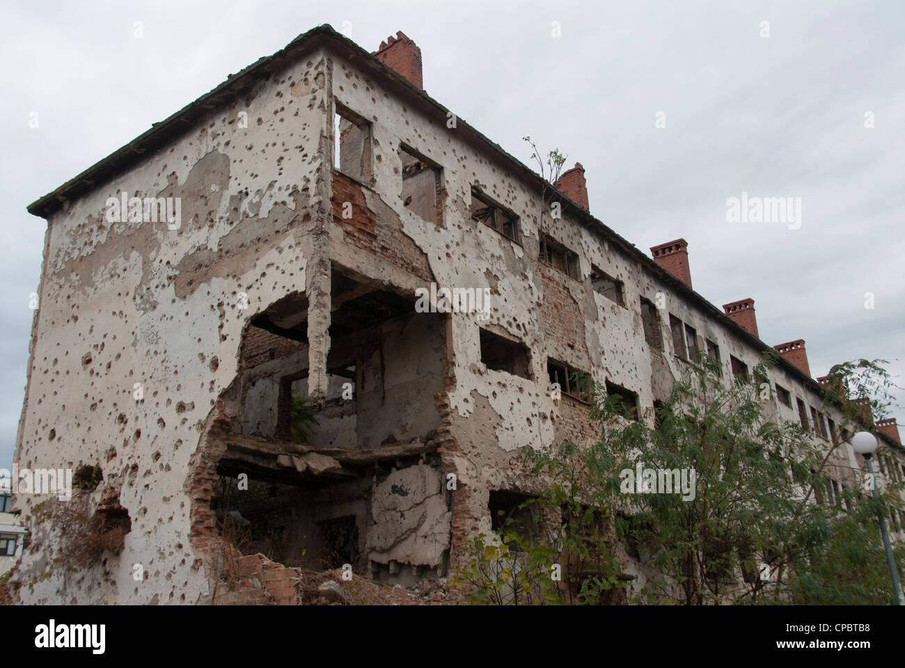 Ruined buildings with bullet holes, Mostar, Bosnia and Herzegovina ...