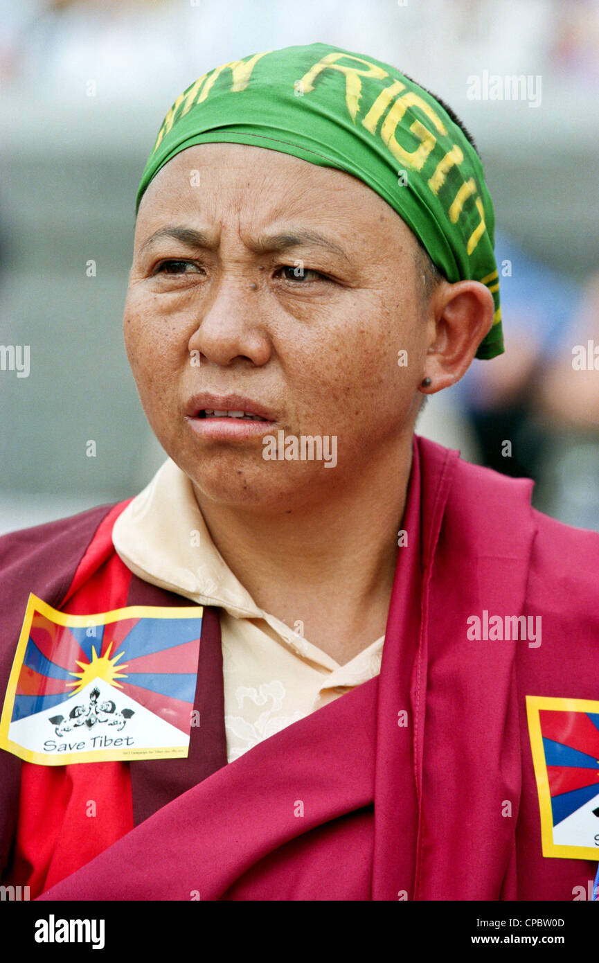 A Tibetan monk at the Rally for Tibet at the US Capitol June 15, 1998 ...
