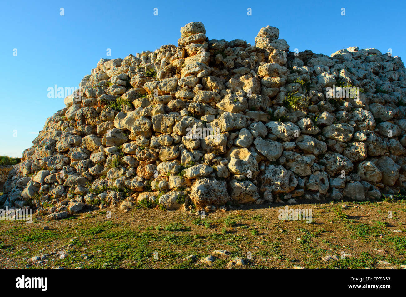 Remains of a talayot or tower at Trepucó on Menorca in the Balearic ...