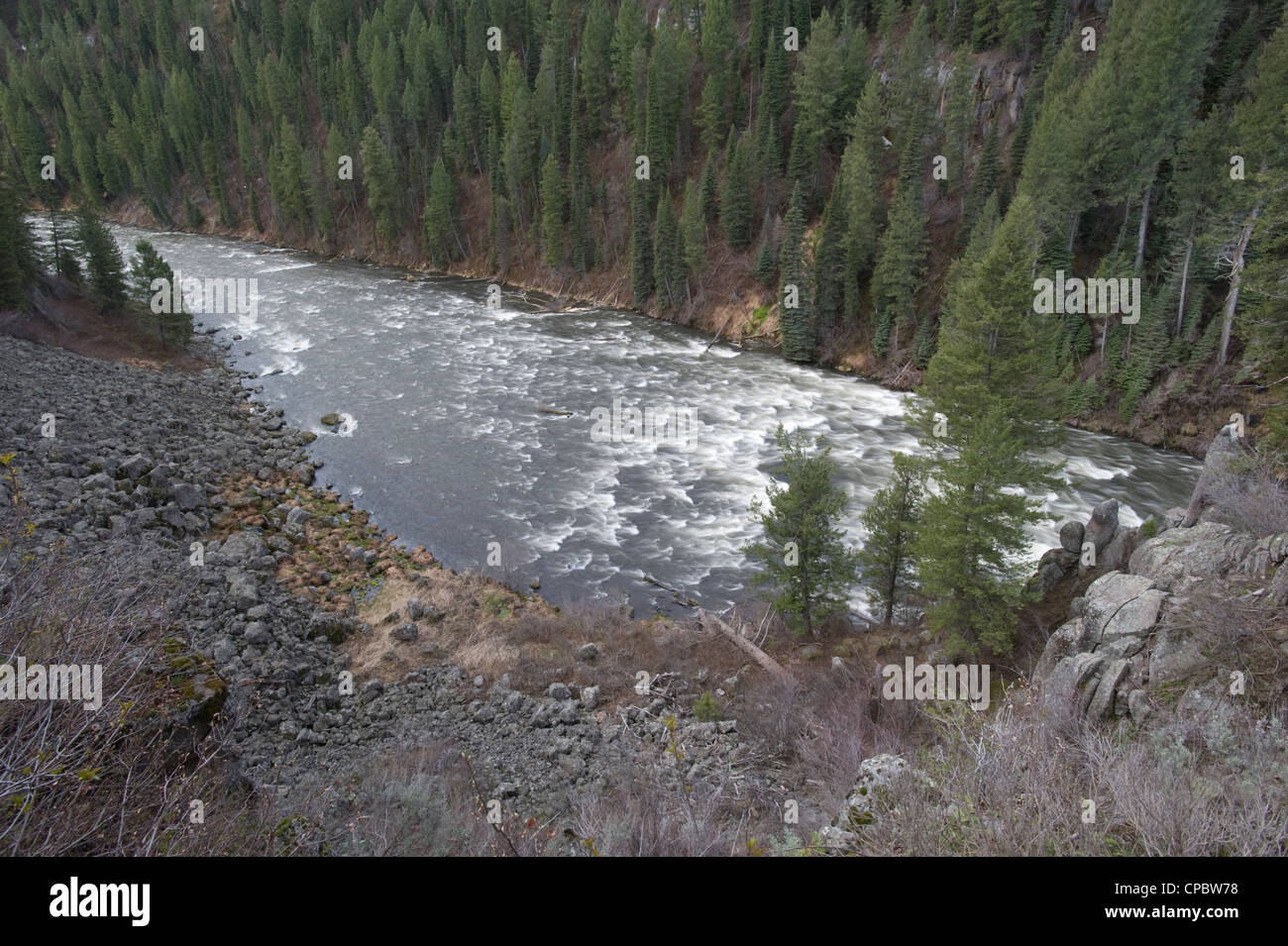 USA, Idaho, Upper Mesa Falls, Snake River, Henry's Fork, Lower Mesa ...
