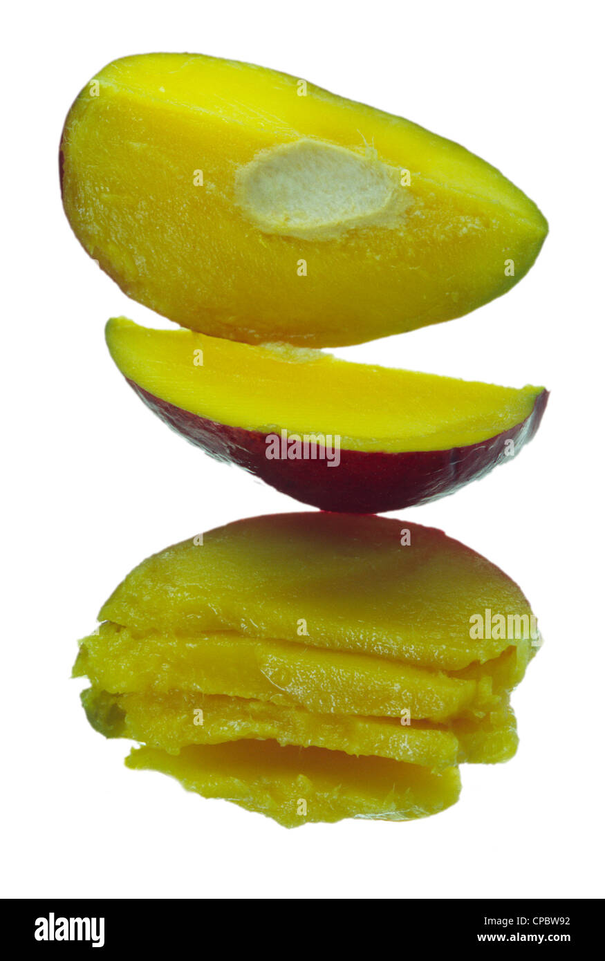 Mango Fruit Slice White Background Stock Photo - Alamy