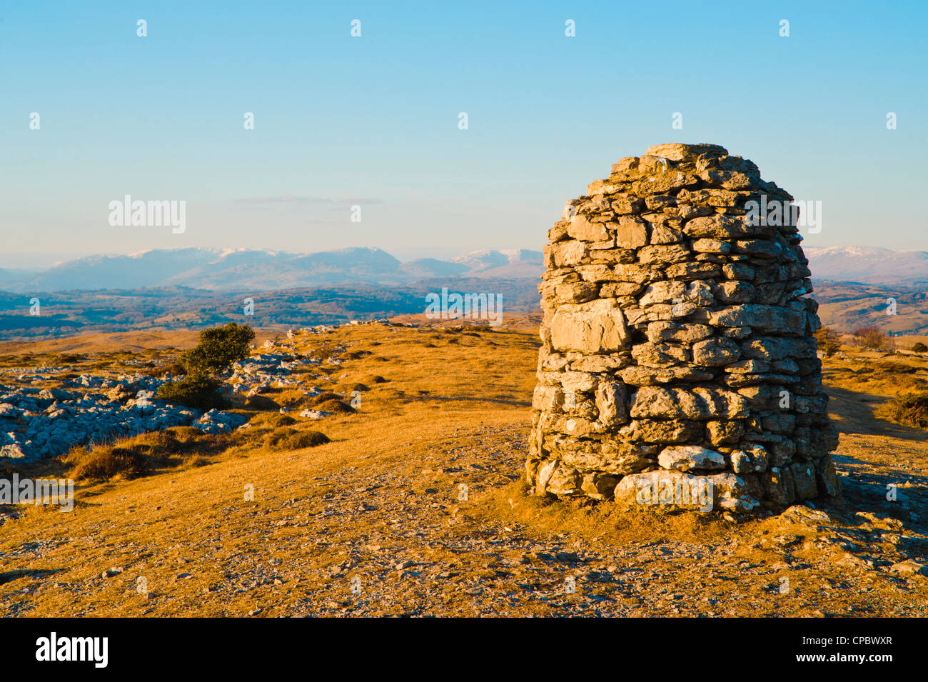 Cairn on Lord's Seat, summit of Whitbarrow, one of the limestone ridges ...